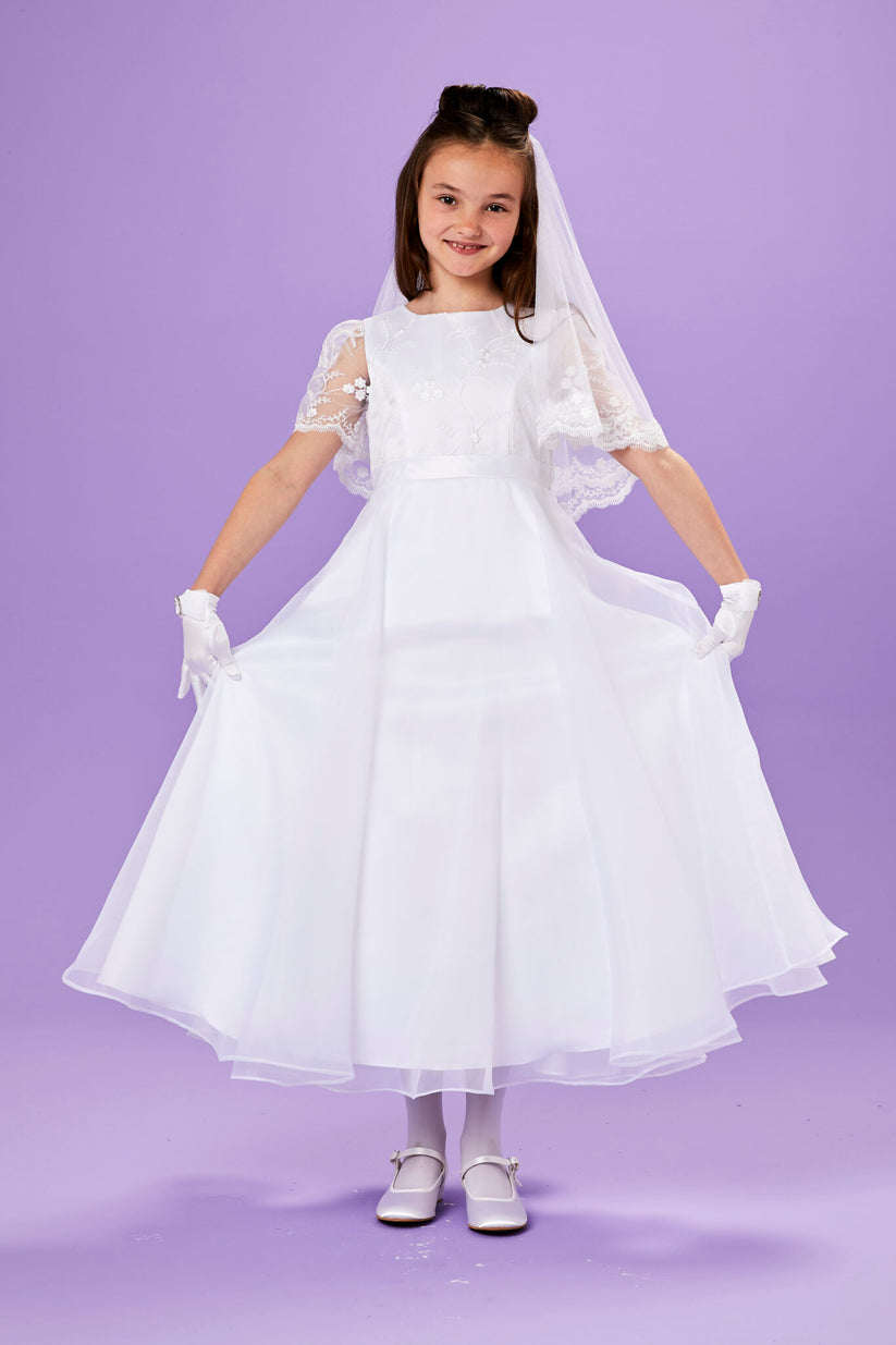 Shannon Short Sleeve Holy Communion Dress – Peridot Occasion wear